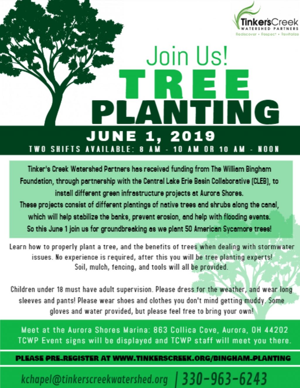 Bingham Tree Plantings Flyer - Tinkers Creek Watershed Partners