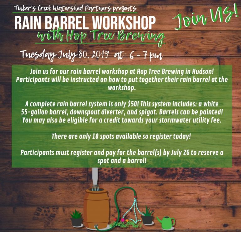 July Rain Barrel Workshop | Hop Tree Brewing - Tinkers Creek Watershed ...
